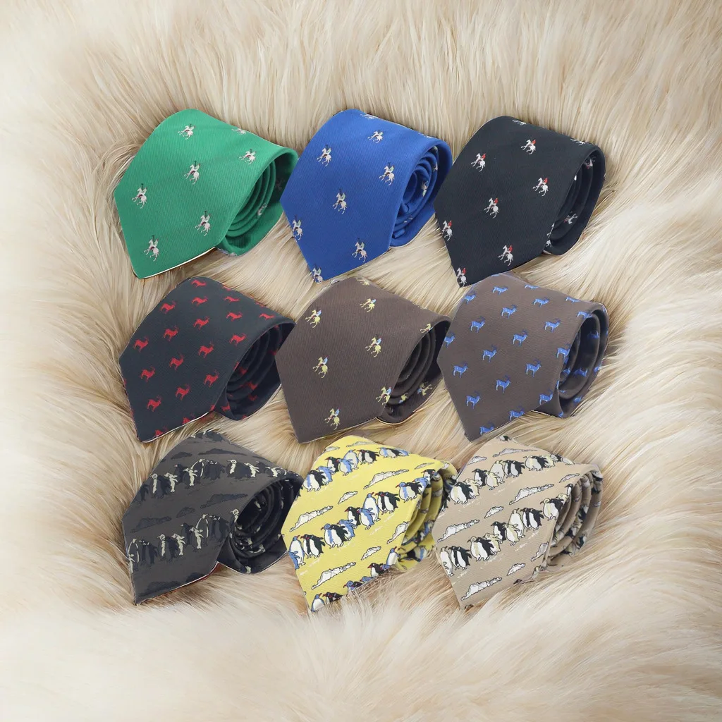 Homem-Animal-Gravata-Polo-de-Seda-Dinossauro-Raposa-Jacquard-Desenhos ...
