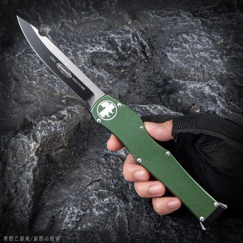 HALO-Knives-Green-Halo-6-VI-Micro-OTF-Tech-Knife-EDC-Self-Defense ...
