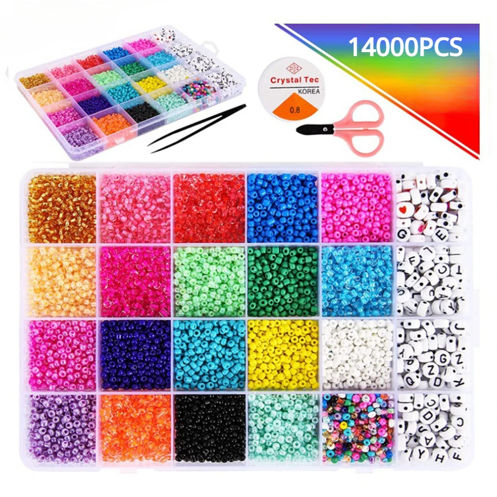 14000pcs-Boxed-Beads-Kits-Glass-Clay-Acrylic-Letter-Seed-Beads-Jewelry ...