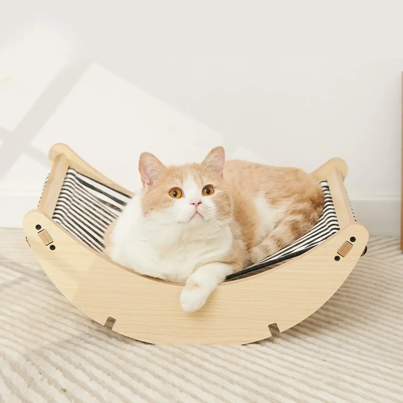 2-in-1-Wood-Pet-Cat-Bed-Cat-Cradle-Sofa-House-Hammock-Furniture-Kitten ...
