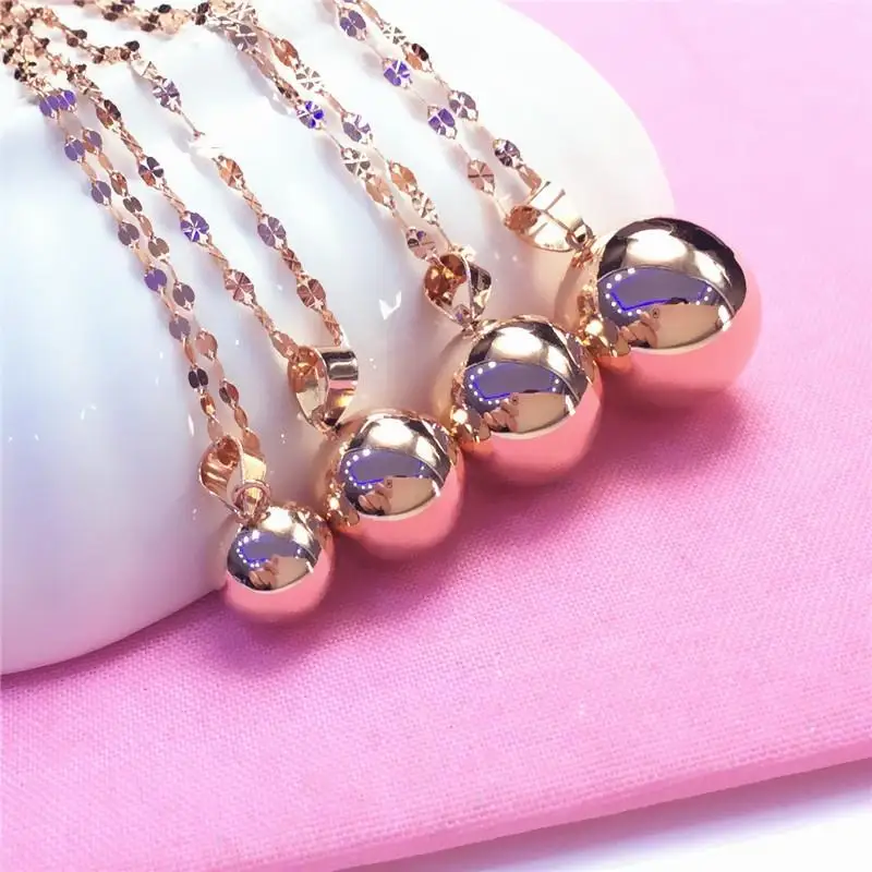 585 Purple Gold Plated 14K Rose Gold Glossy Round Beads Women's Jewelry ...