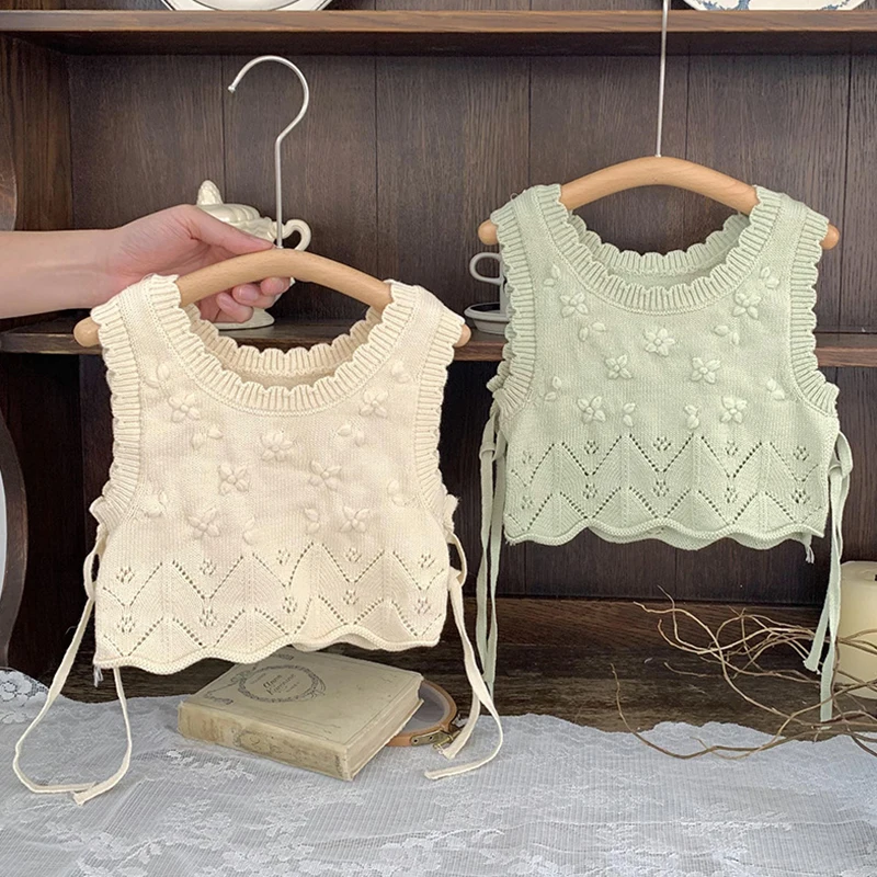 Spring Girls Knitting Vest Childrens Clothing Summer Korean Version ...