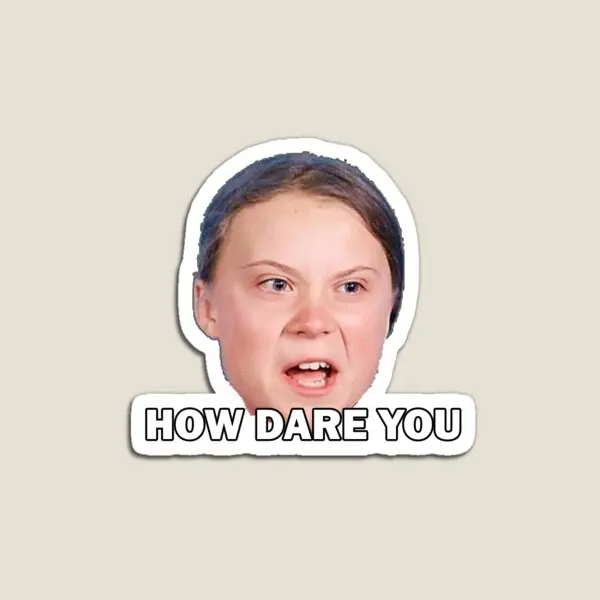 Greta-Thunberg-Head-How-Dare-You-Magnet-Funny-Magnetic-Stickers-Home ...