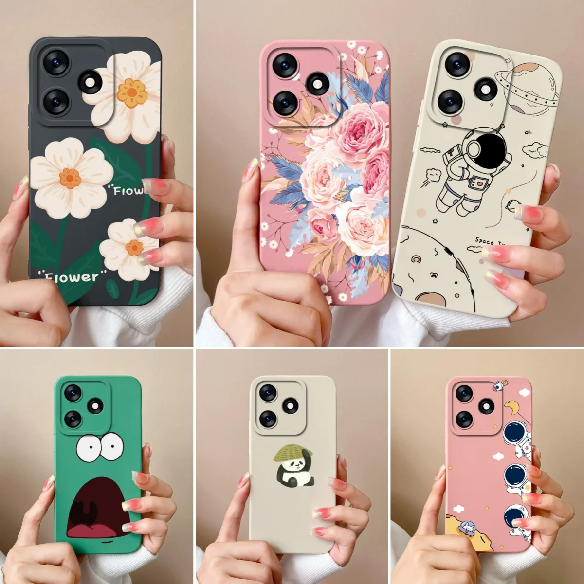 Case For Tecno Spark 10 Pro 10C Flower Soft Liquid Silicone Lens ...