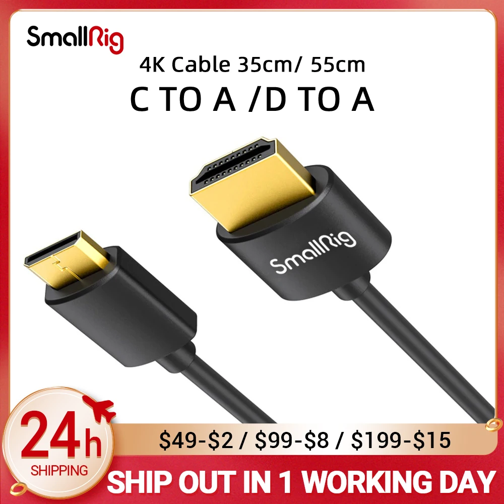 Smallrig Ultra Slim High Speed 4k Mini Hdmi To Hdmi Cable C To A /d To ...
