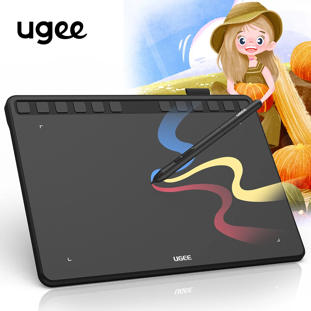 10 "그리기 펜 태블릿, UGEE S1060 그래픽 태블릿 아트 패드, 12 바로 가기 키/8192 스타일러스 작업, 맥 ...
