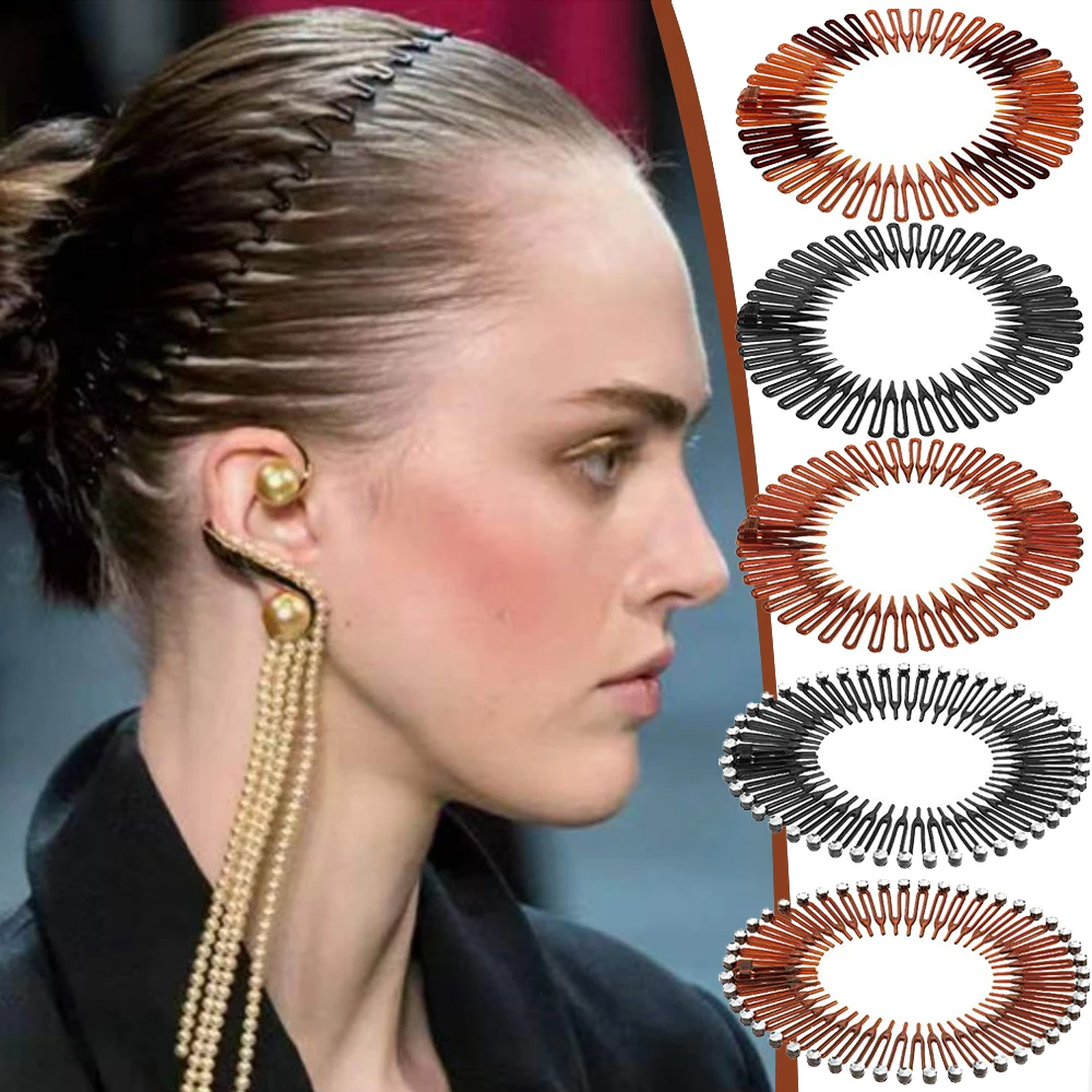 Fashion-Women-Stretch-Diamond-Hair-Band-Flexible-Hair-Comb-Wavy-Hair ...