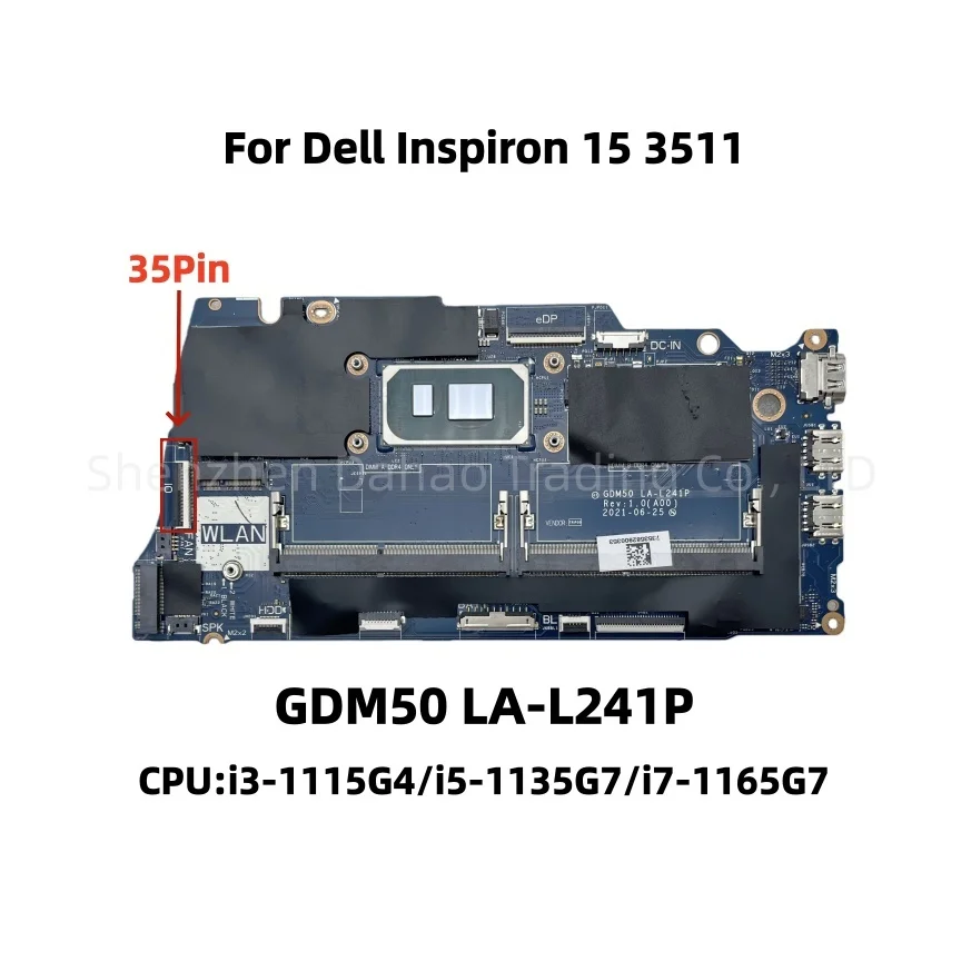 GDM50 LA-L241P For Dell Inspiron 15 3511 Laptop Motherboard With i3 ...
