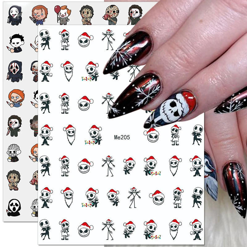 1-Sheet-Halloween-Series-Nail-Stickers-Clown-Pumpkin-Lantern-Skeleton ...