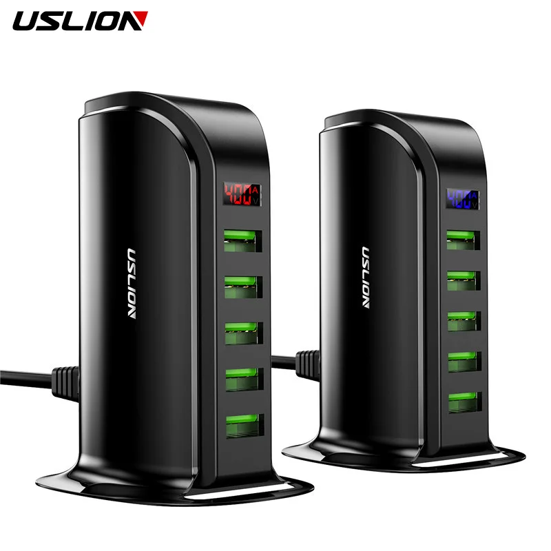 USLION-5-Ports-USB-Charger-HUB-LED-Display-USB-Fast-Charging-Station ...