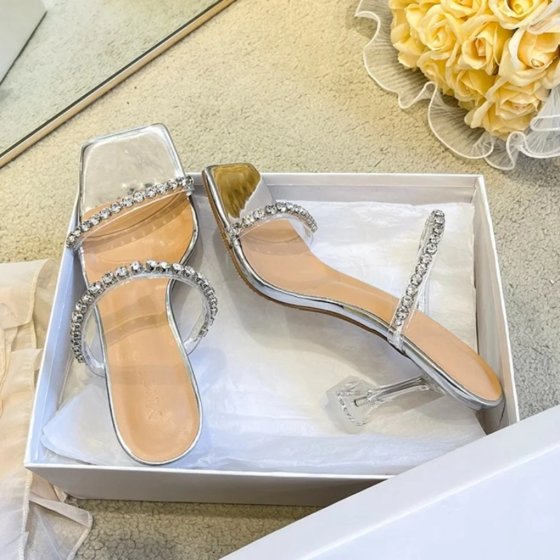 2025 Rhinestone High Heels Stiletto Slipper For Women Summer Wear Fairy ...