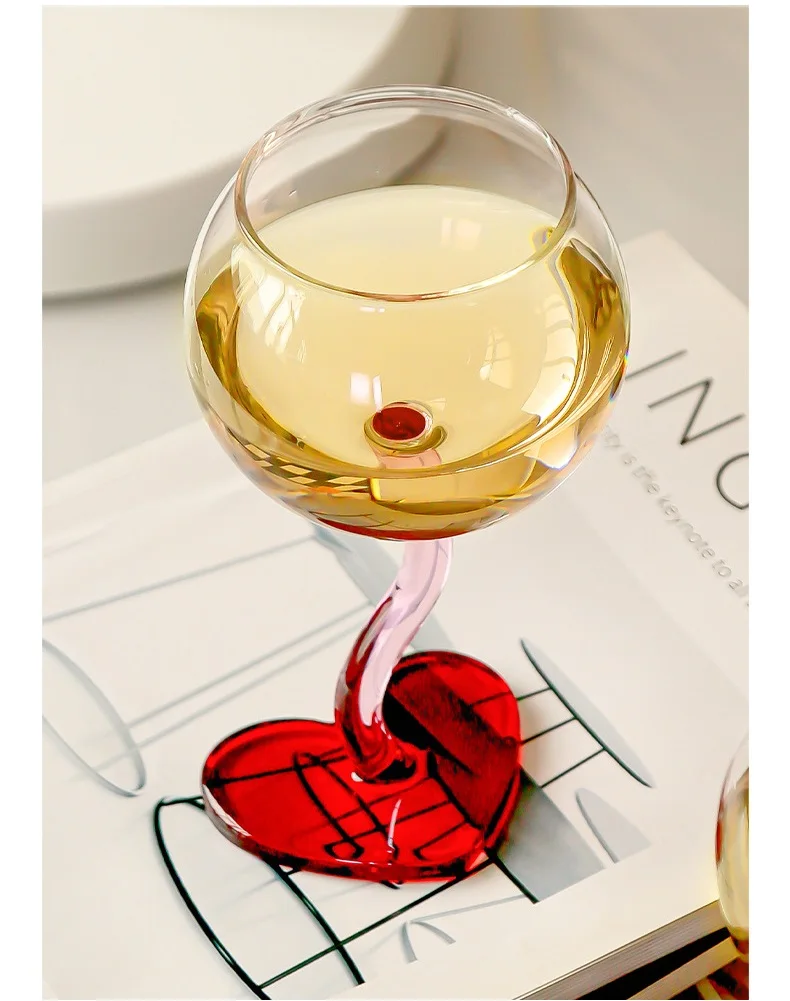 Heart Shape Glass Goblet Mug Champagne Wine Cup High Borosilicate Glass ...