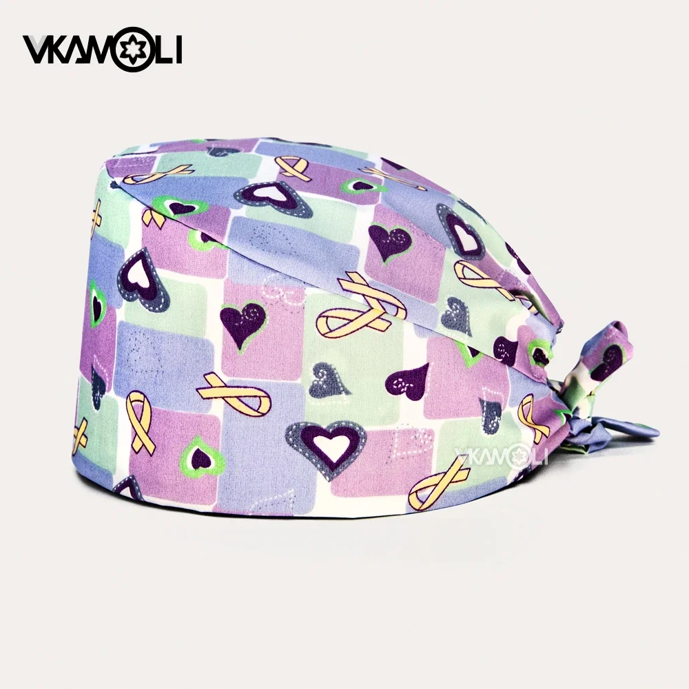 Female ribbon printed surgical cap scrub cap medical dentistry doctors ...