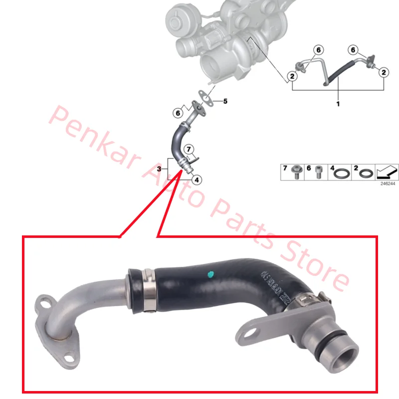 11428626653 11427588934 Turbocharger Oil Return Line For BMW F20 F22 ...