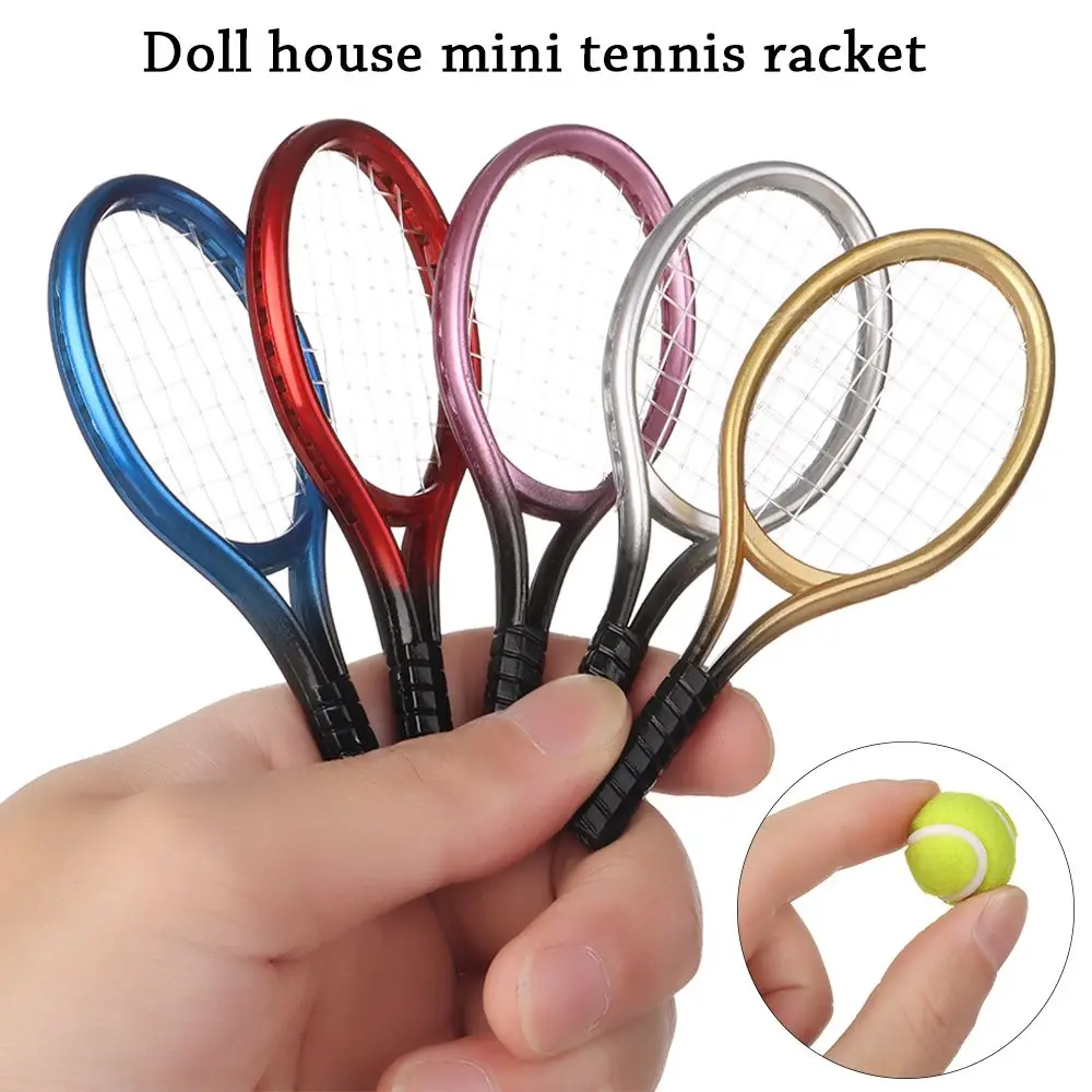 1 Set 1/6 1/12 Miniature Sport Tennis Model Children Garden Mini Doll ...