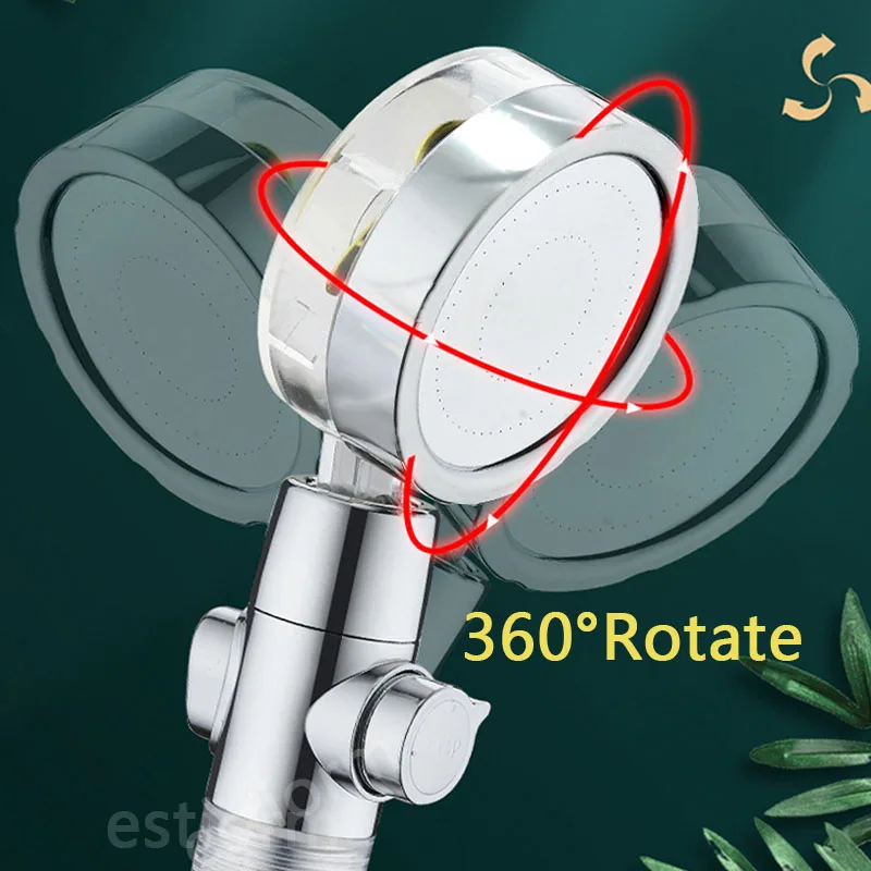 Pommeau de douche turbo à hélice,débit réglable,douche turbocompressée haute pression rotative à ...