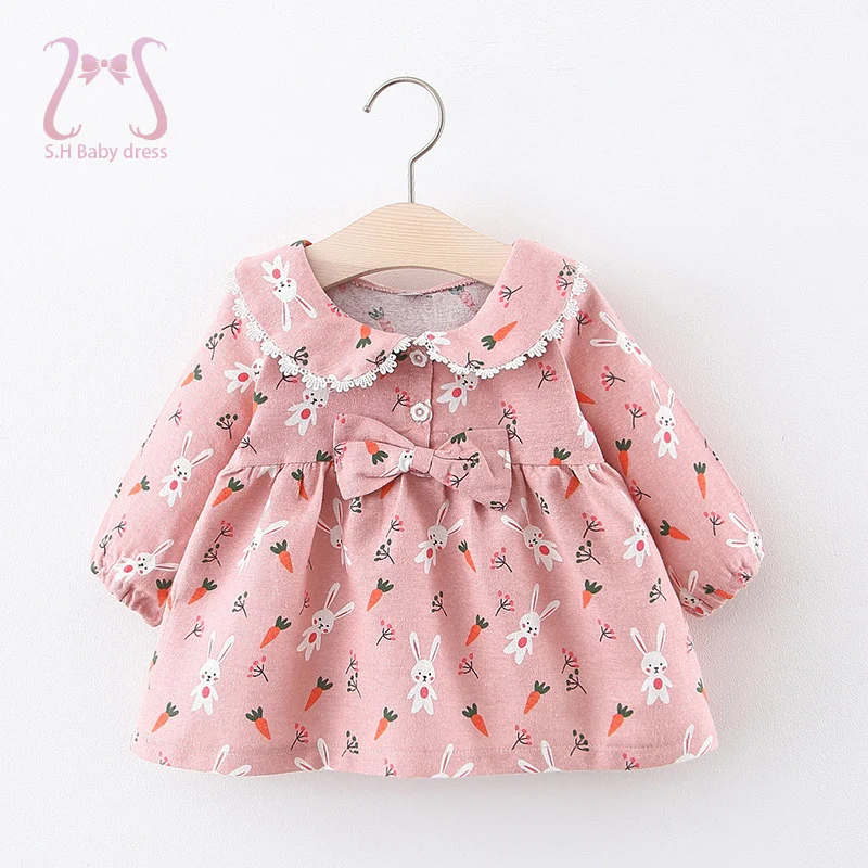 Spring Baby Girl Clothes Cartoon Print Bow Knot Toddler Children ...