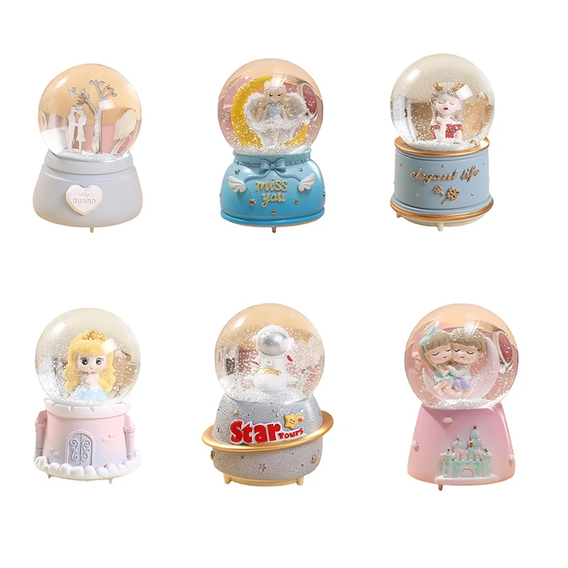 Snowflake Crystal Ball Rotating Music Box | Ballerina Snow Globe Music ...