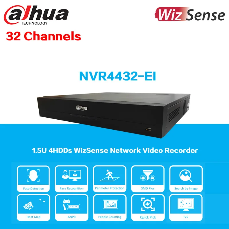 Dahua-NVR4432-EI-32channel-1-5U-4HDDs-SATA-WizSense-Network-Video-Recorder-Support-Face ...