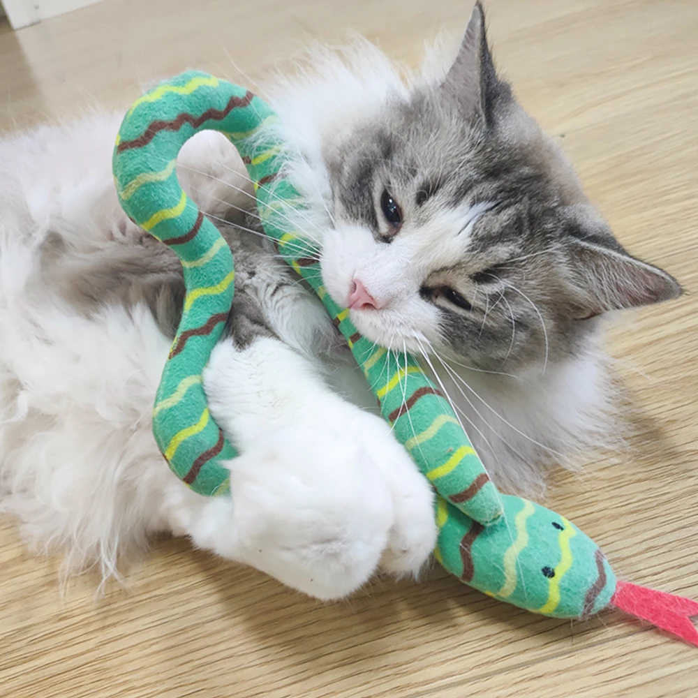 Cute Snake Plush Cat Toys Funny Interactive Cat Toy 52Cm Teeth Grinding Catnip Stuffed Toy ...
