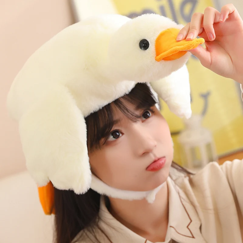 Fluffly-Simulation-Big-White-Goose-Doll-Plush-Hat-Kawaii-Stuffed-Animal ...