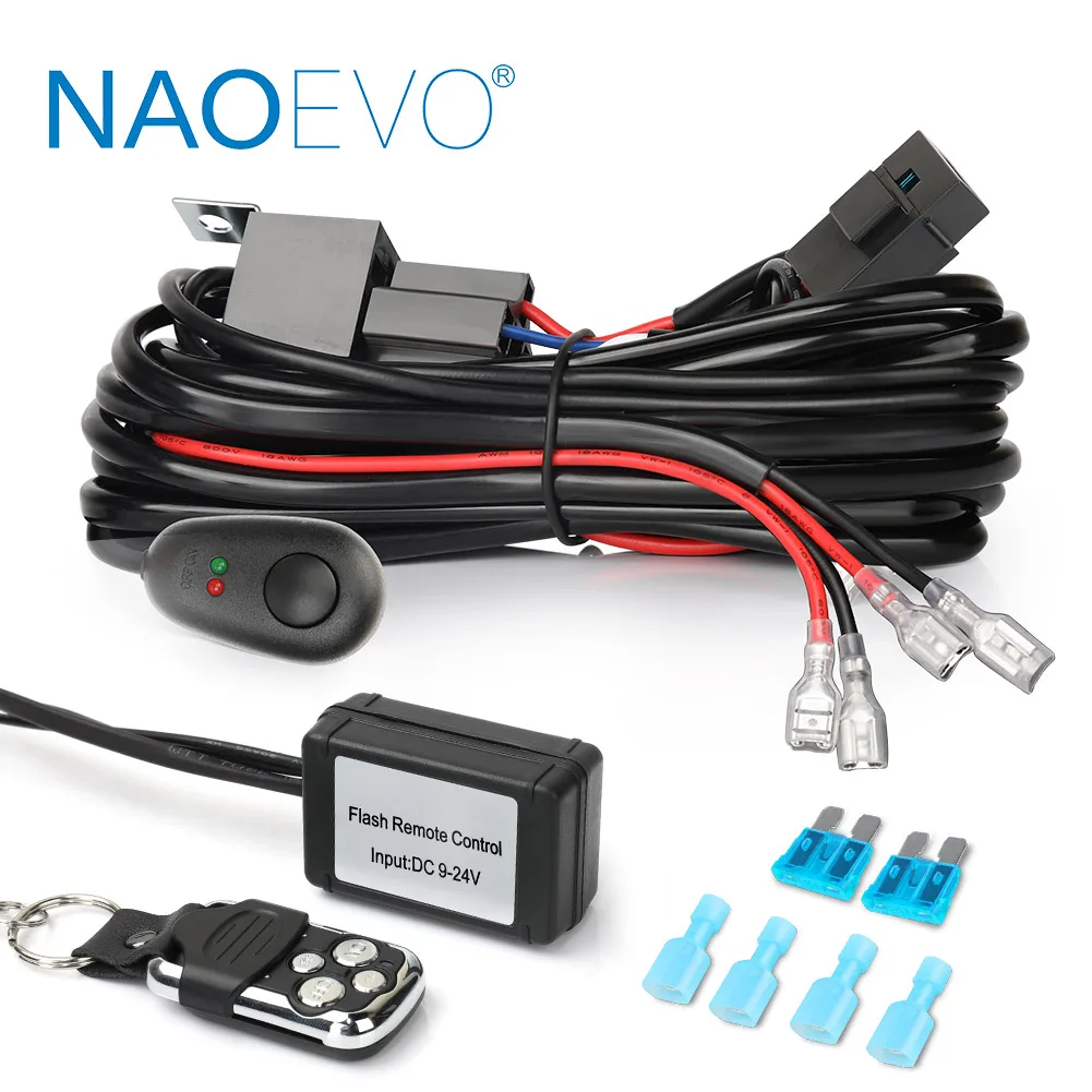 NAOEVO-Wiring-Harness-Kit-For-2-Lights-1-Light-Fuse-On-off-Switch-12v ...