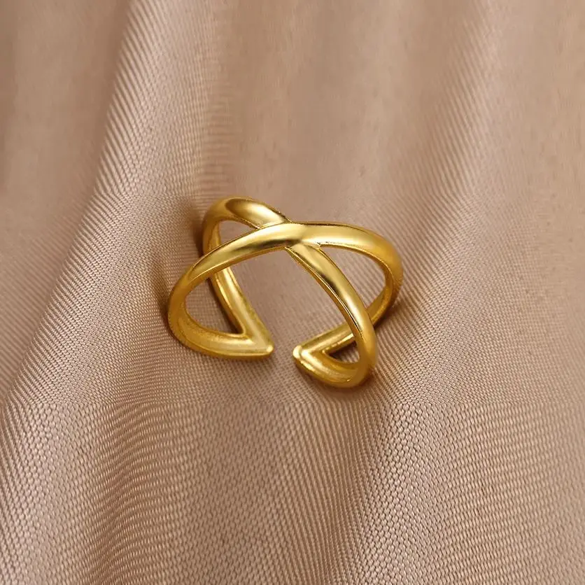 Minimalist-Stainless-Steel-Geometric-Line-Rings-For-Women-Gold-Color ...