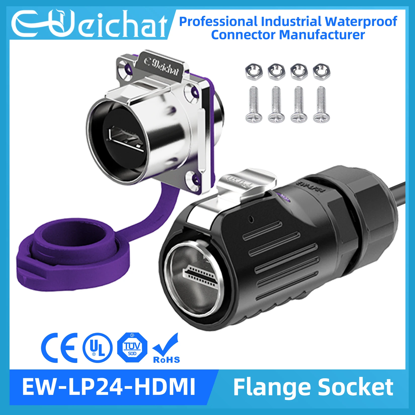 LP24-HDMI-Waterproof-Connector-IP68-Industrial-Circular-Aviation-Date ...