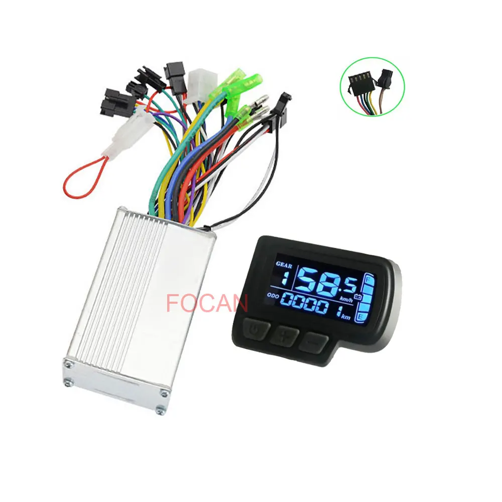 24V 36V 48V 350W Electric Bicycle Controller with LCD Display Panel E-bike Electric Scooter ...