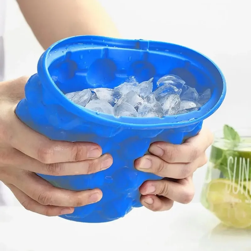 2-in-1-Ice-Cube-Mold-Silicone-Ice-Bucket-Ice-Cup-with-Lid-Press-Type ...