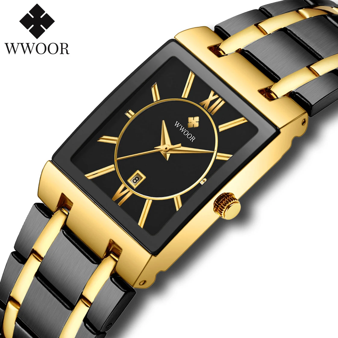 Wwoor Brand Luxury Gold Bracelet Men's Watches Fashion Square Quartz ...