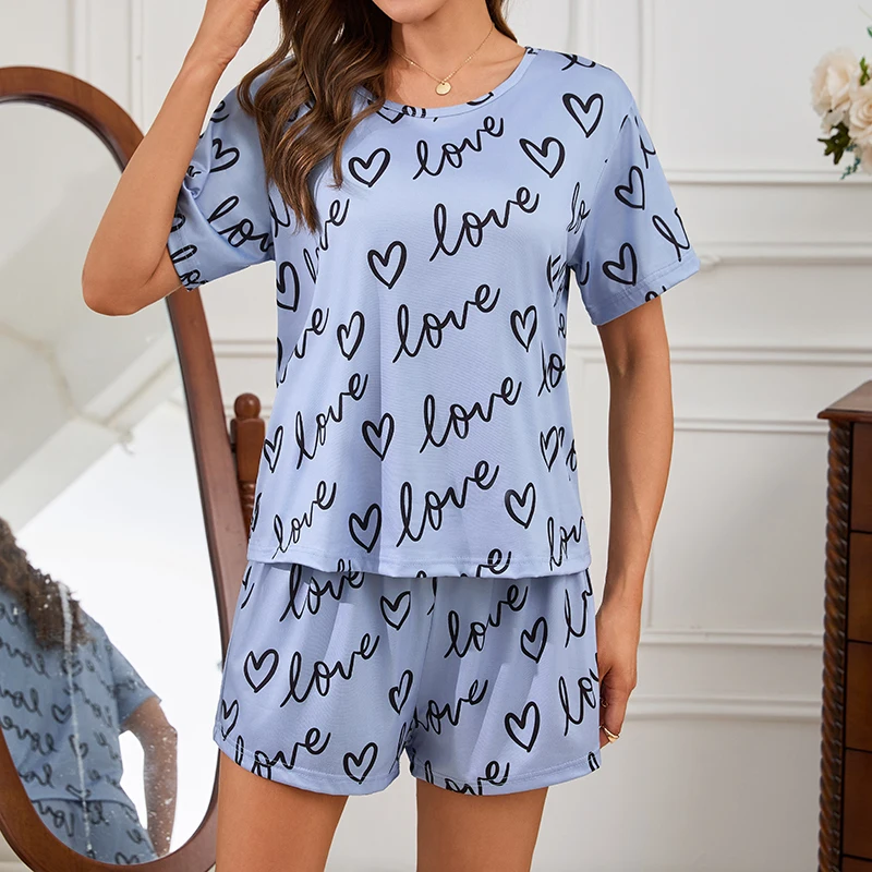 Conjunto-de-Pijama-con-estampado-de-letras-para-mujer-Top-de-manga ...