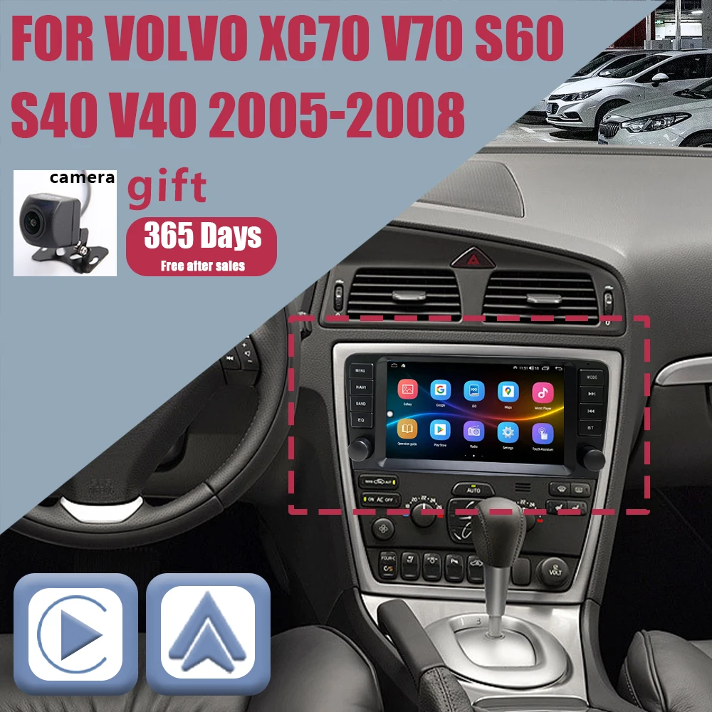 CHSTEK Car Radio station Carplay Android 13 For Volvo XC70 V70 S60 S40 ...