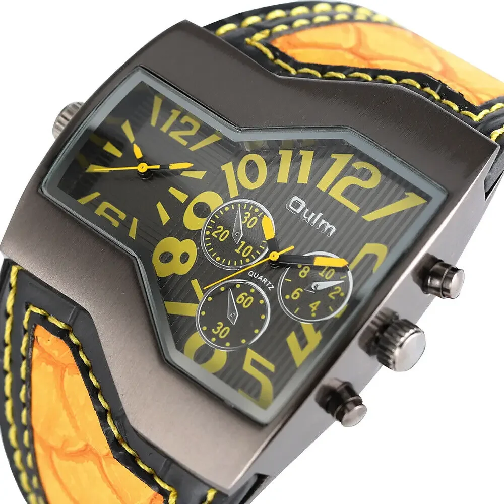 OULM-Mens-Military-Army-Dual-Time-Zone-Quartz-Watch-Leather-Strap-Sport ...