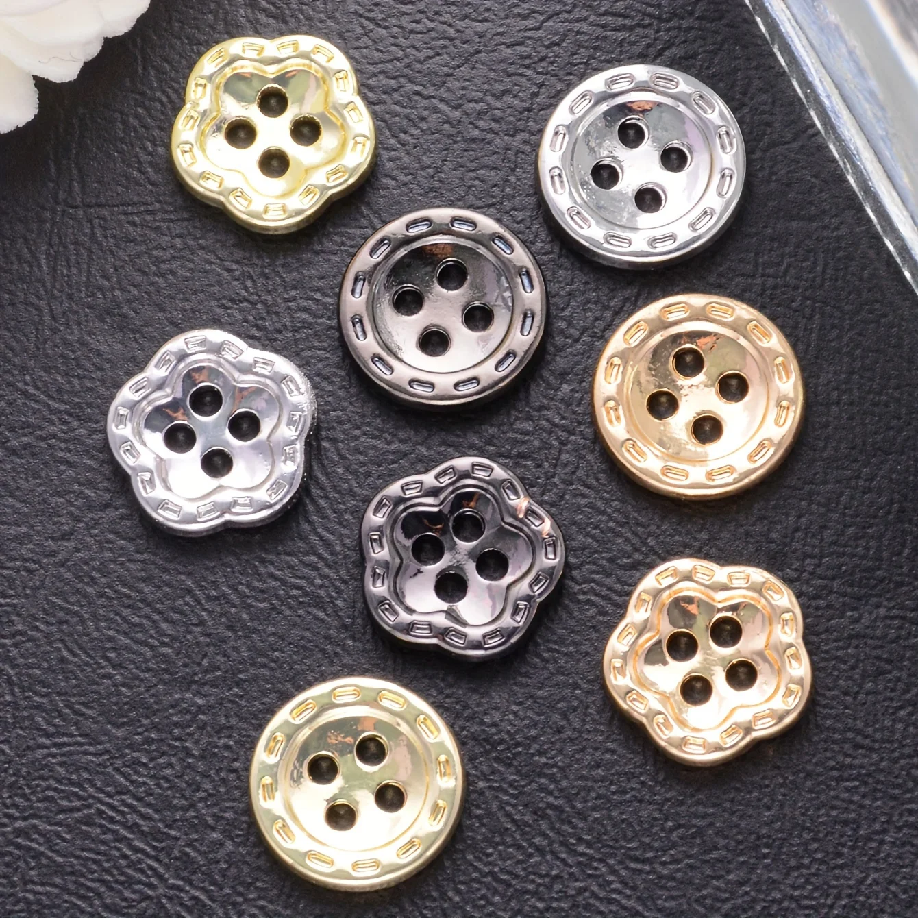 10/20/30pcs 12mm Round&Flower Shape Flatback Buttons DIY Hand Sewing 4 ...
