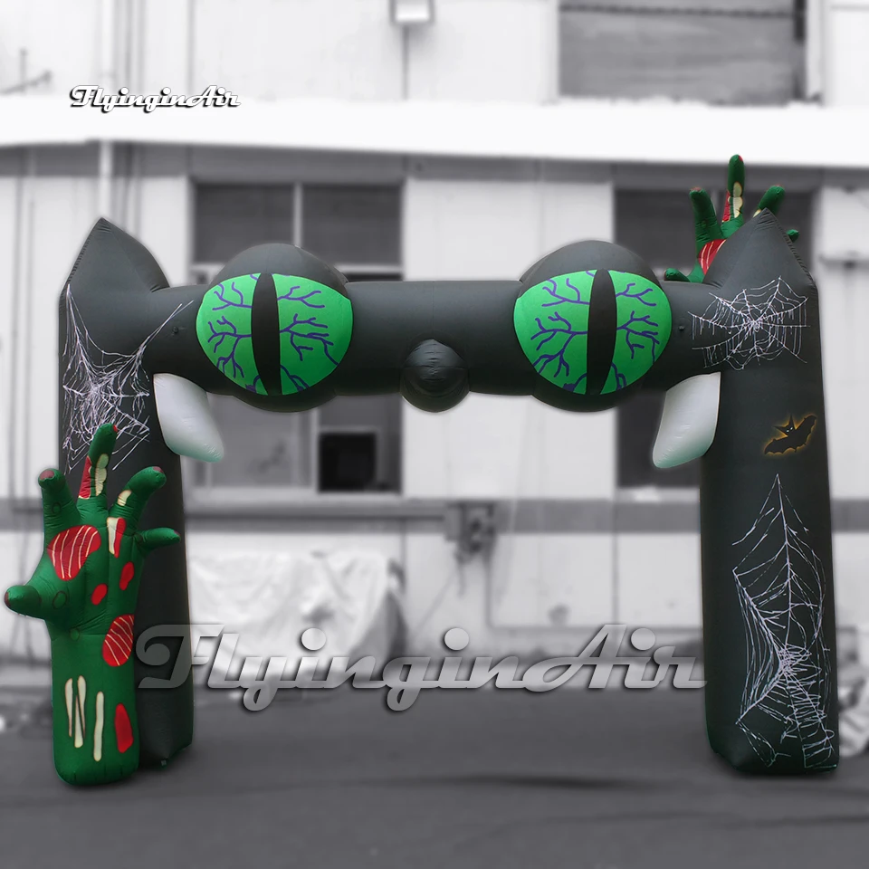 Scary-Halloween-Inflatable-Arch-Black-Cat-Gate-With-Green-Eyeballs-And ...