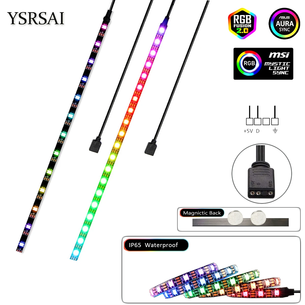 Led Strip Light With Magnetic Rgb 5v Addressable Ws2812b Strip For Pc ...