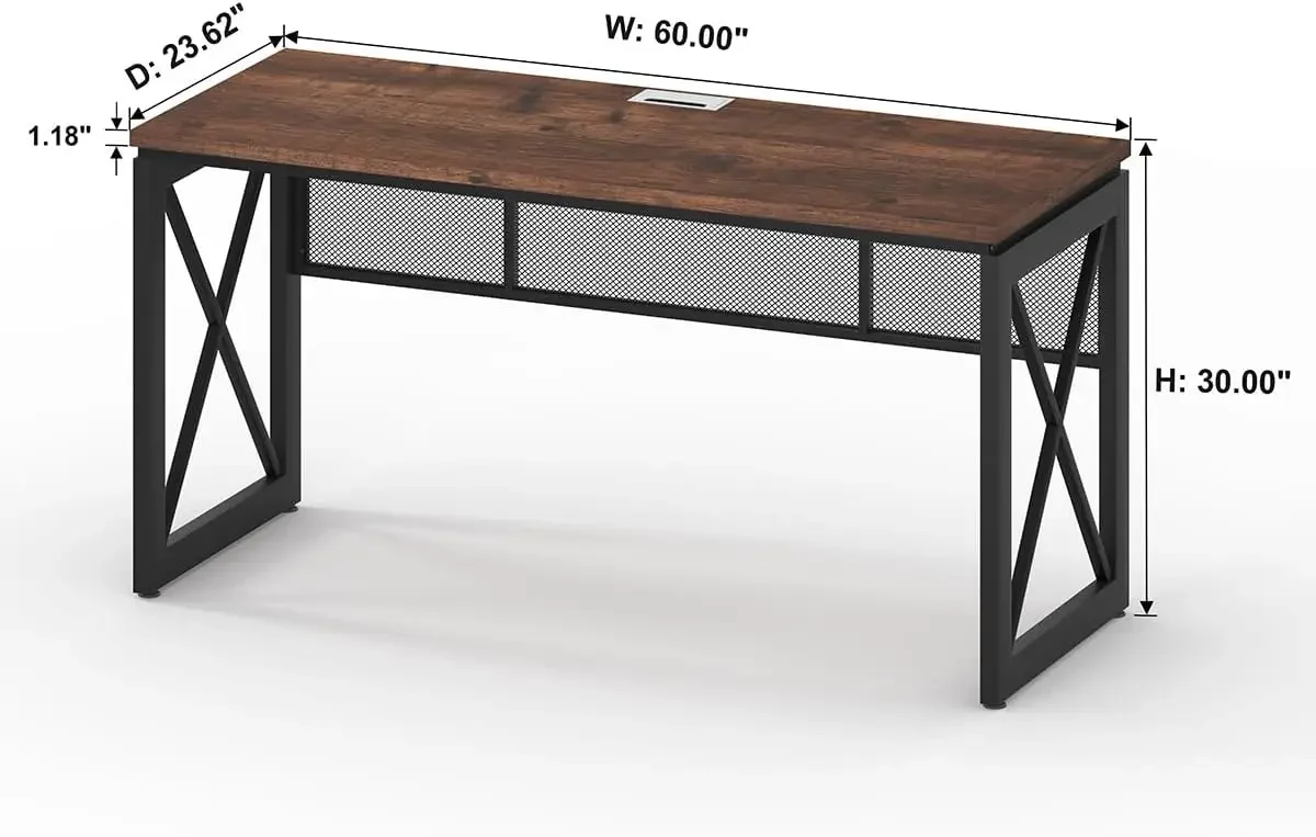 Industrial Home Office Desks, Rustic Wood Computer Desk, Farmhouse ...