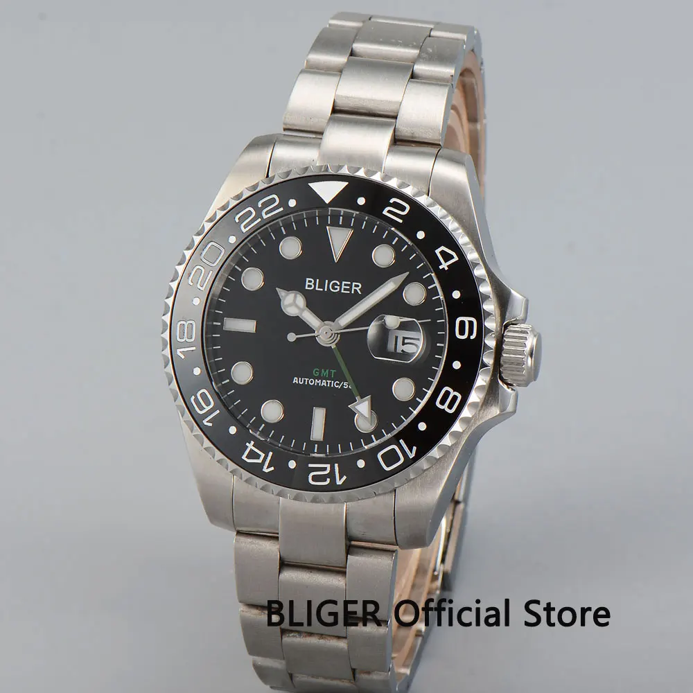 BLIGER 40mm Automatic Men's Watch With GMT Function Stainless Steel ...