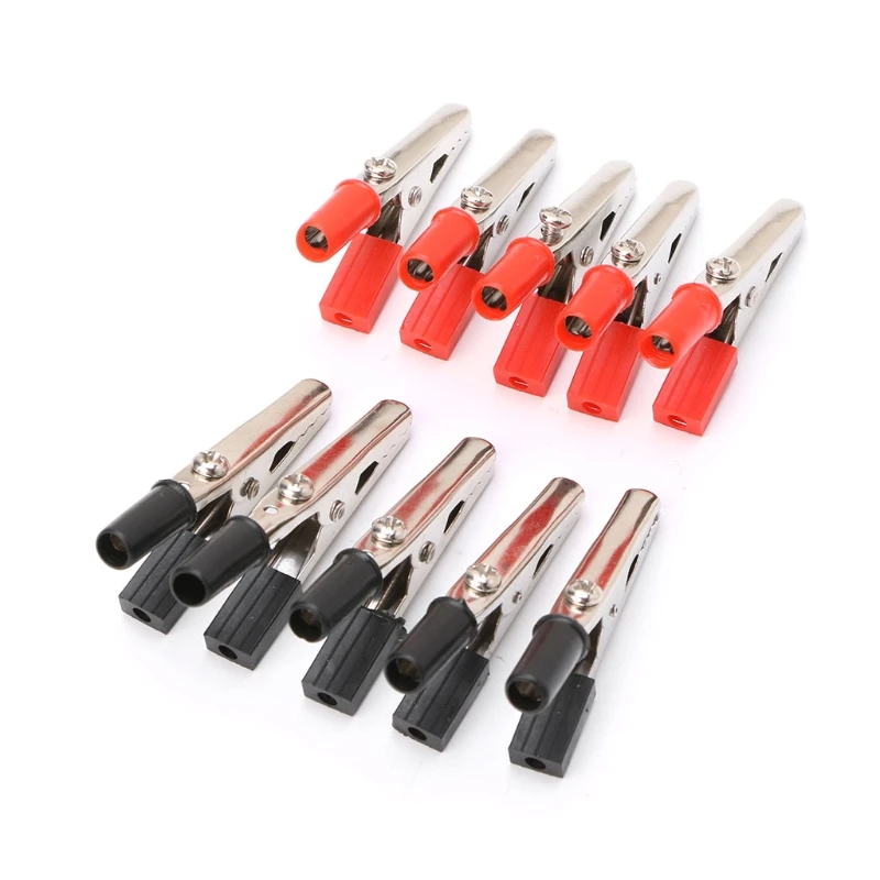 10pcs/lot Insulated Crocodile Clips Plastic Handle Cable Lead Testing ...