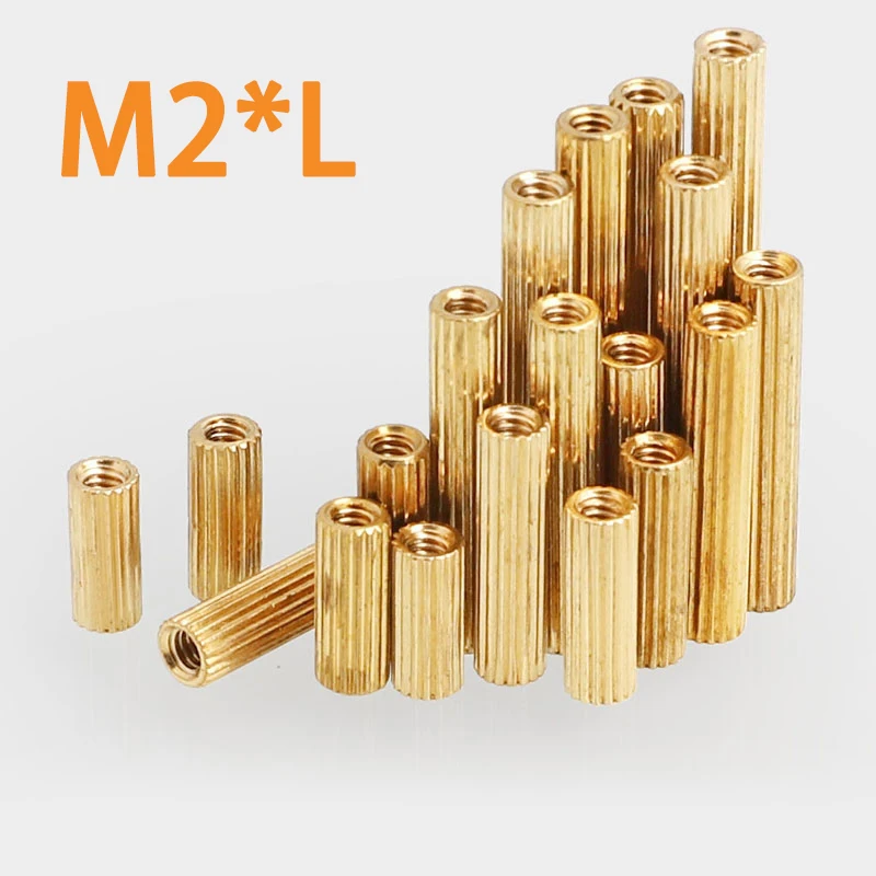 M2-Copper-Pillar-Thread-Brass-Round-Standoff-Knurling-Spacer-Screw ...