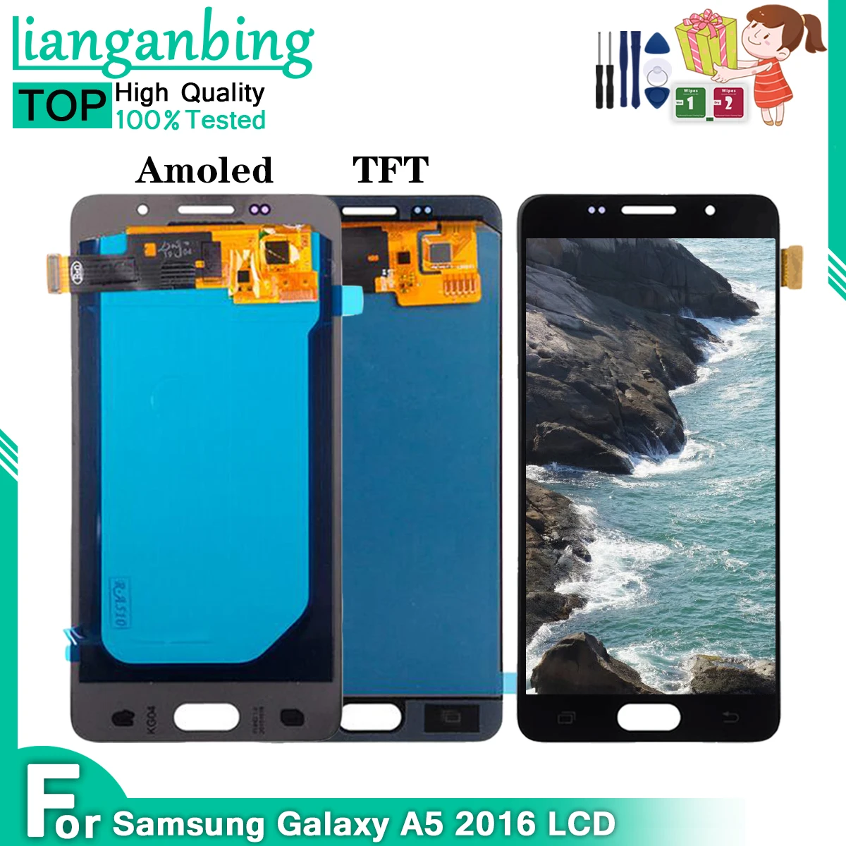 Amoled lcd para samsung galaxy a5 2016 a510 a510m a510f a510f/ds display lcd de toque digitador ...
