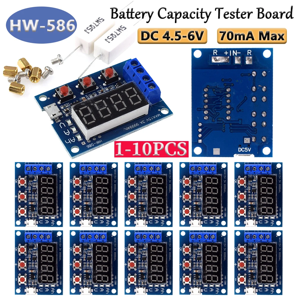 1-10-PCS-HW-586-Digital-18650-Lithium-Lead-Acid-Battery-Capacity-Tester ...