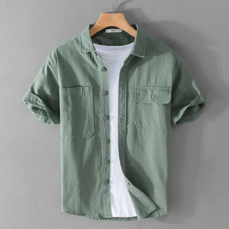 Summer-Casual-Work-Attire-Short-Sleeved-Shirt-For-Men-Vintage-Multiple ...