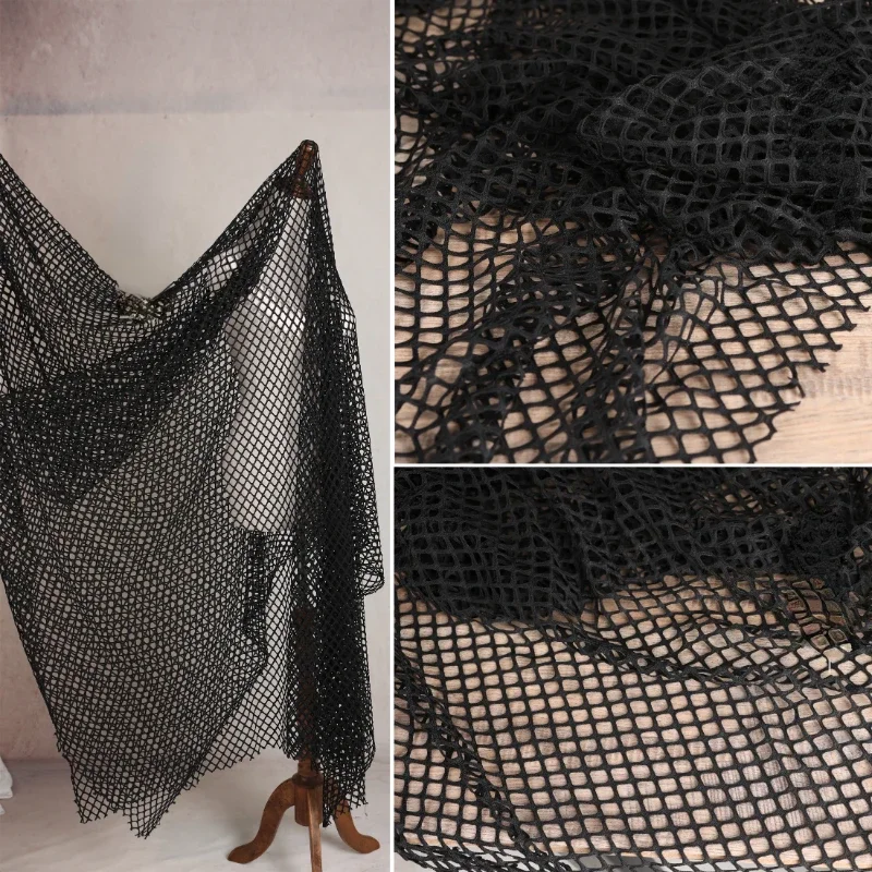 Mesh-Fabric-Black-Fishing-Net-Hollowed-Out-Perspective-Texture-Cloth ...