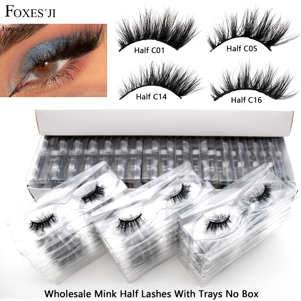 FOXESJI 30/60/100 Pairs Half Lashes With Trays No Box Wholesale Mink ...