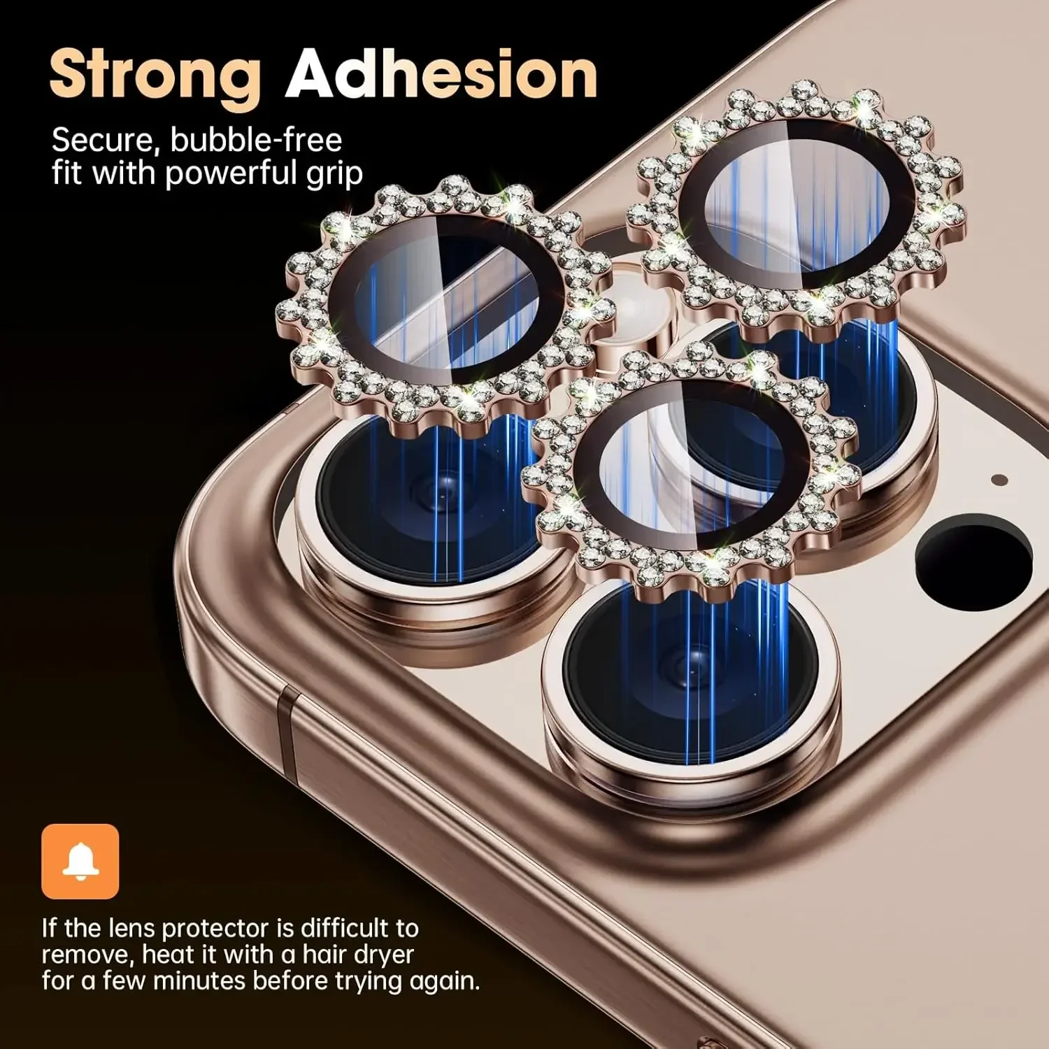Bling 3D Metal Gear Design Diamond Camera Lens Glass Protector For ...