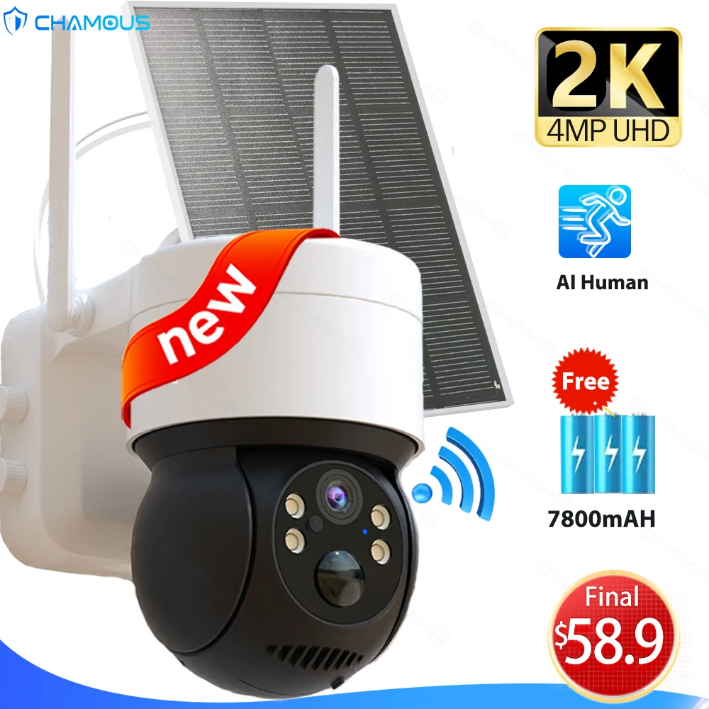 2K WiFi Solar Camera 3MP Wireless Outdoor Video Surveillance Home ...