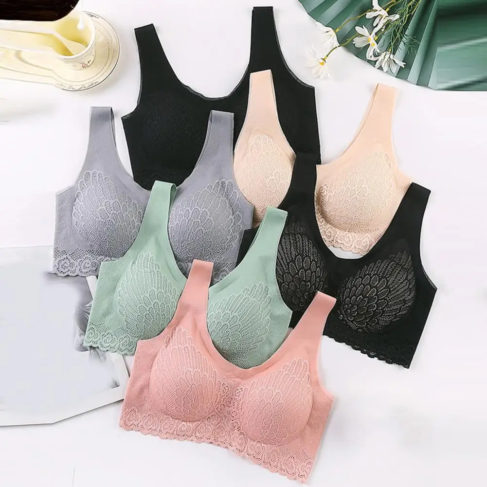 Women-Brassiere-Solid-Color-Wireless-Padded-Lady-Bra-Seamless-Support ...