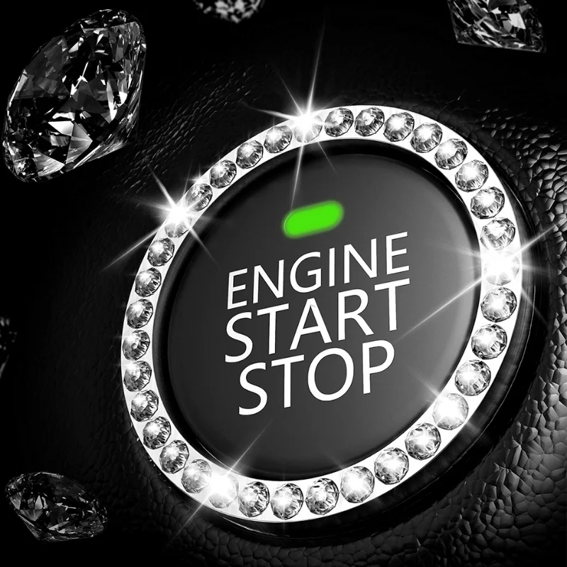Diamond-Metal-Sticker-Decoration-for-Car-Ignition-Start-Button-Auto ...